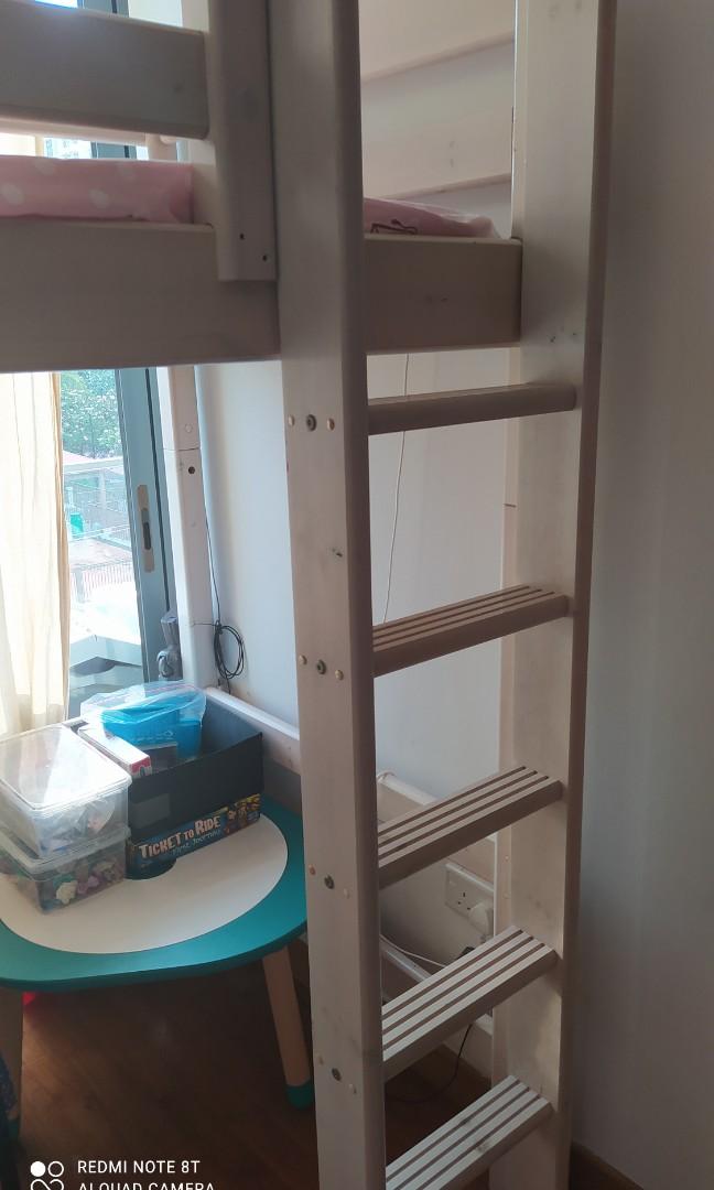 Flexa children kids loft bunk high bed with straight ladder, Furniture ...