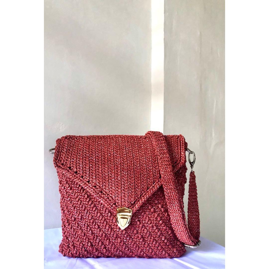 Handmade crochet flap bag, Women's Fashion, Bags & Wallets, Tote Bags ...