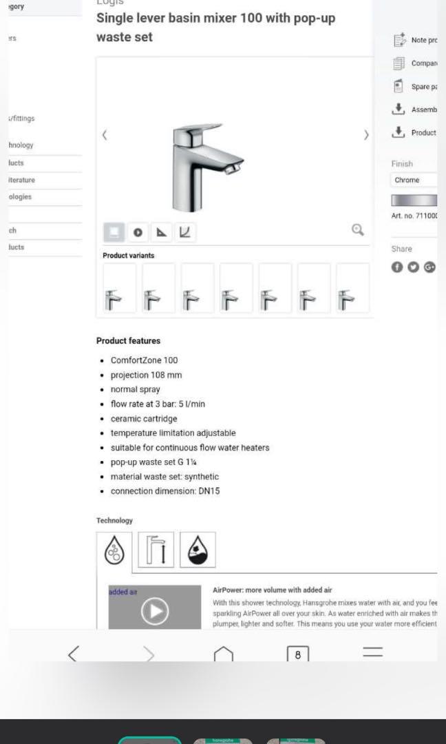 Hansgrohe Logis 100 Basin Mixer, Furniture & Home Living, Bathroom ...