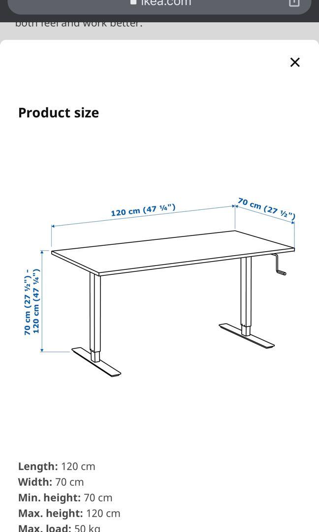 IKEA Height adjustable Table, Furniture & Home Living, Furniture, Tables & Sets on Carousell