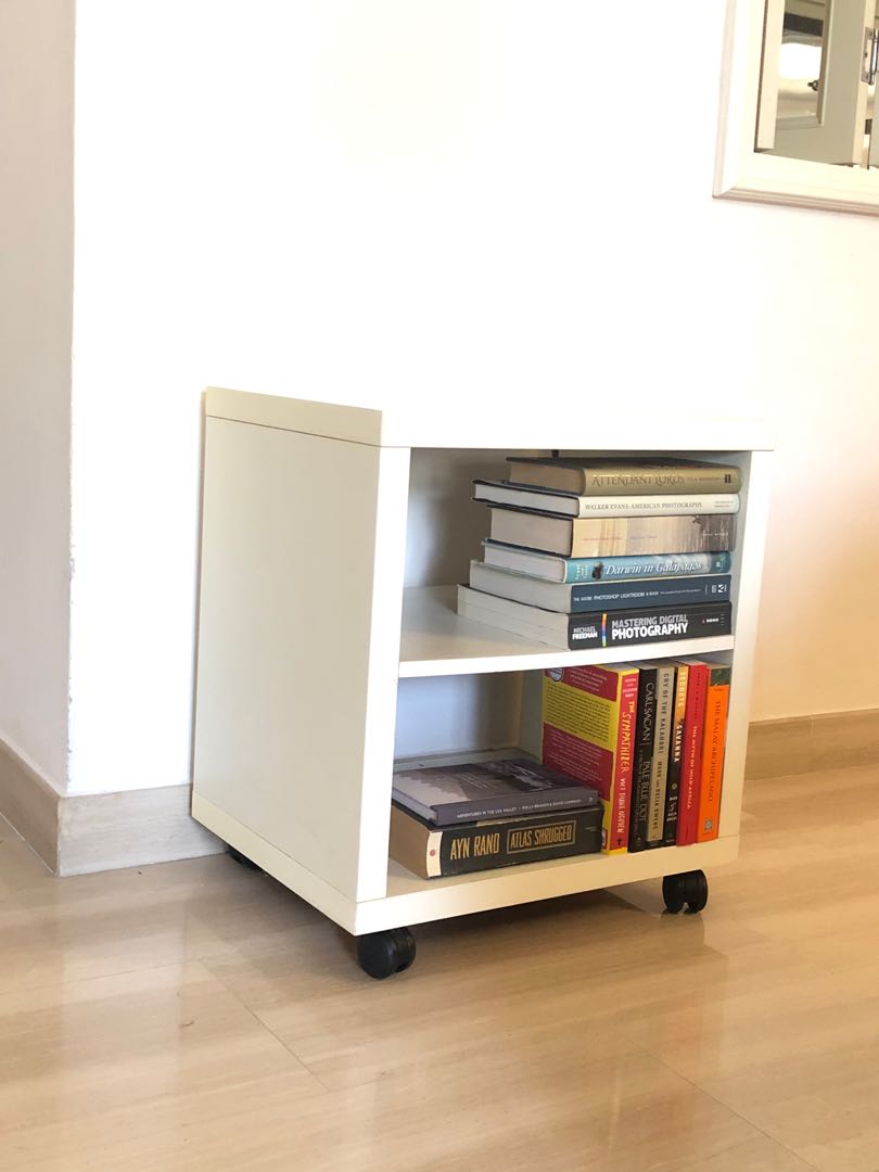 Ikea white low rack on wheels, Furniture & Home Living, Furniture ...