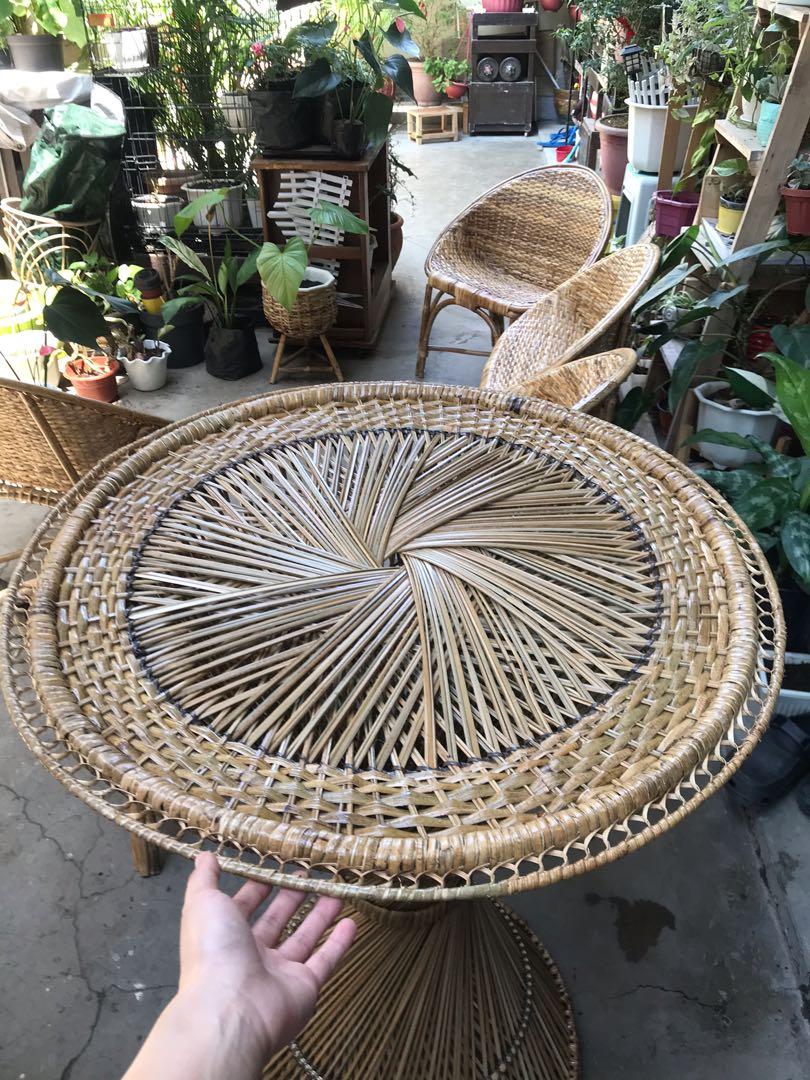 Rattan High coffee table for high chairs, Furniture & Home Living ...