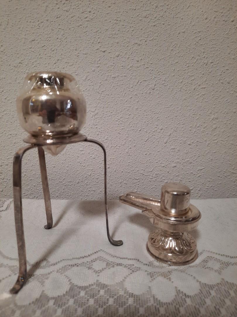 Shiv lingam in silver with tripod stand and abhishek pot shivling Lord ...