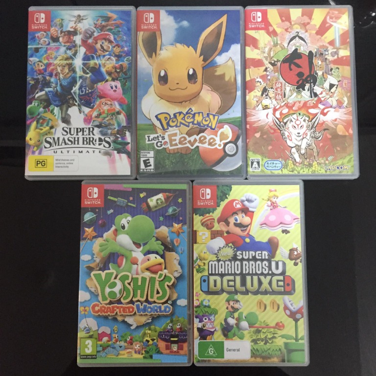 Switch Nintendo Games SSBU Let's Go Eevee Okami HD Yoshi New Super ...