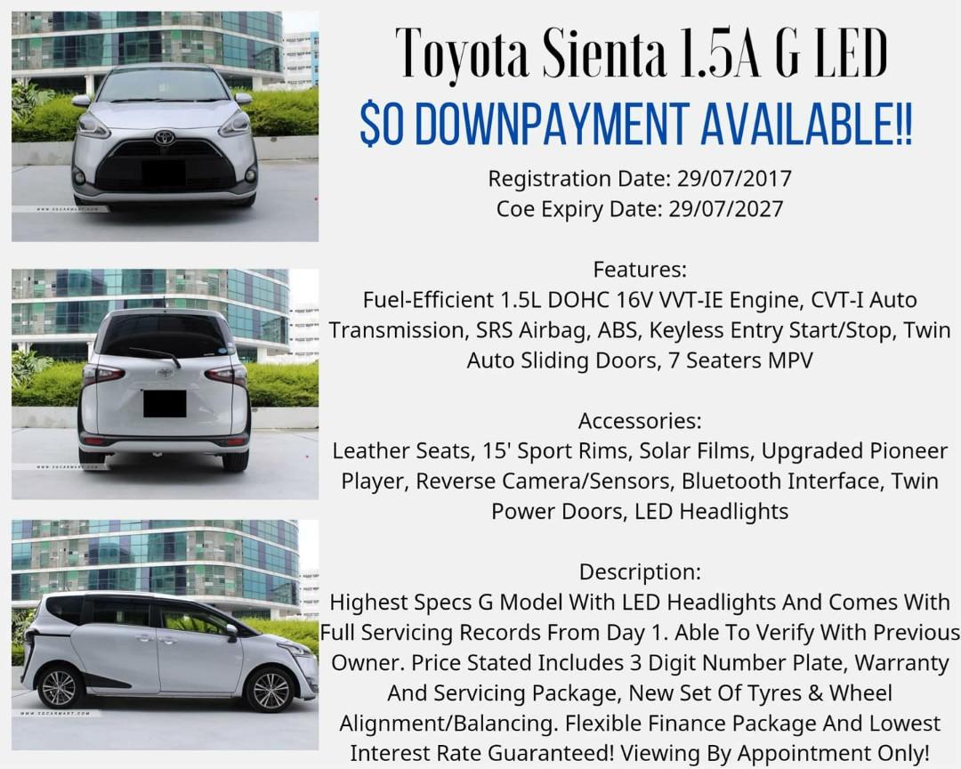 ☆Toyota Sienta 1.5A G LED☆, Car Accessories, Accessories on Carousell