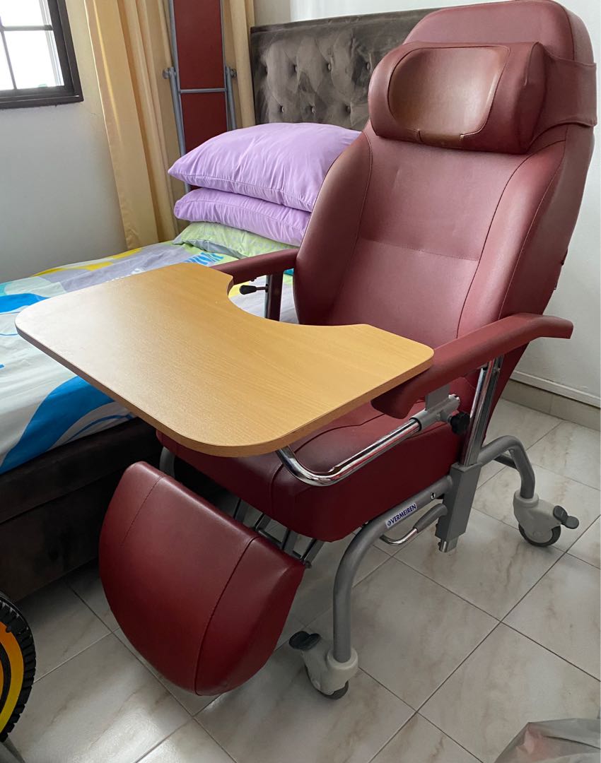 Geriatric chair with flip table and wheels, Health & Nutrition ...