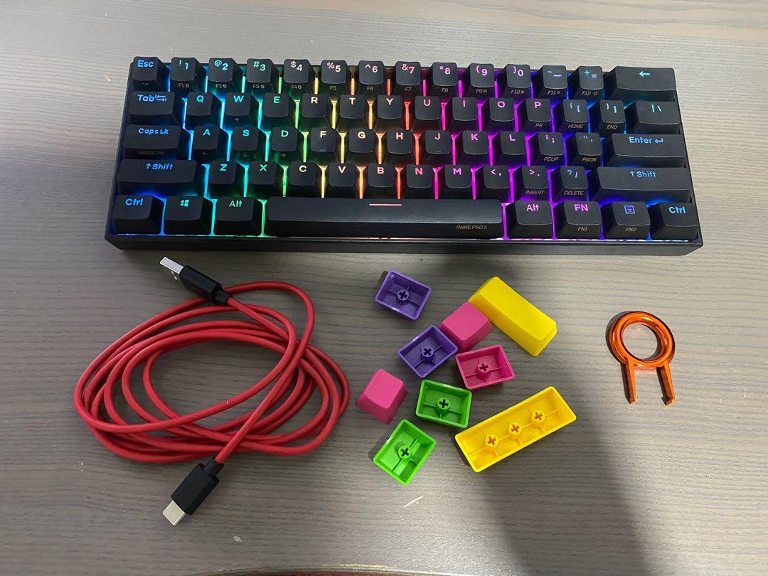 Anne pro 2 mechanical gaming keyboard gateron red switch doubletshot ...