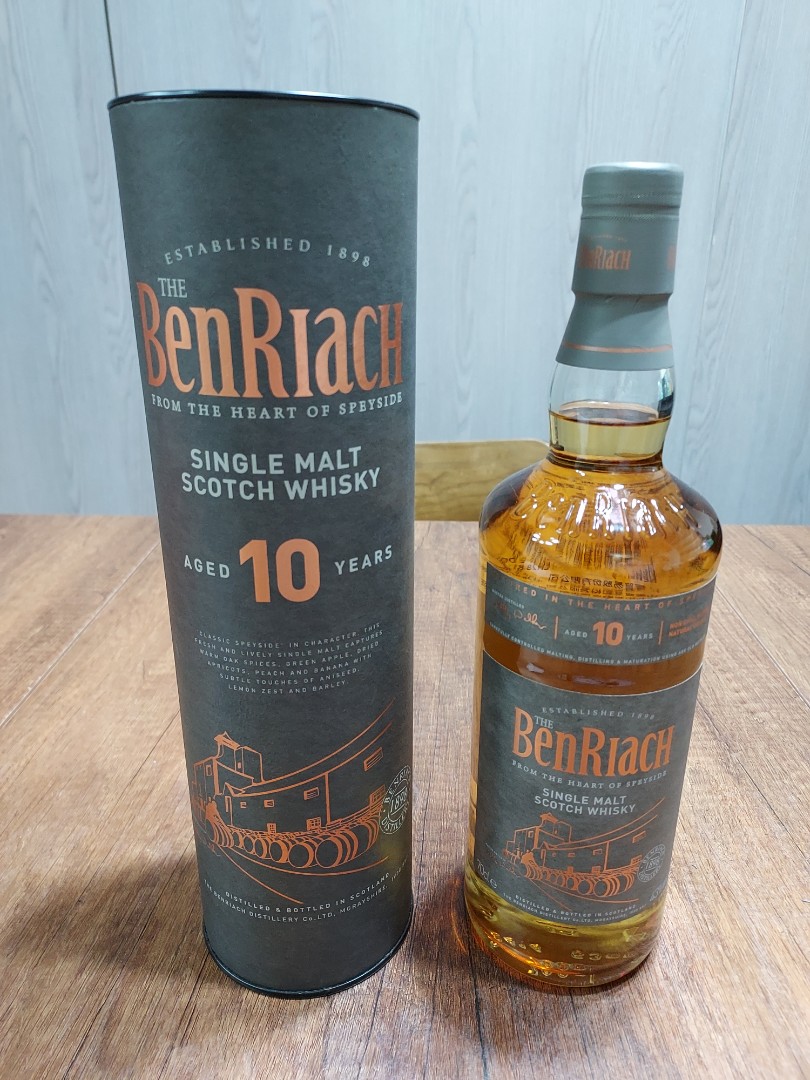 BenRiach 10 Year Old 班瑞克10年單一純麥威士忌700ml ABV 43%, 嘢食 & 嘢飲, 酒精飲料 - Carousell