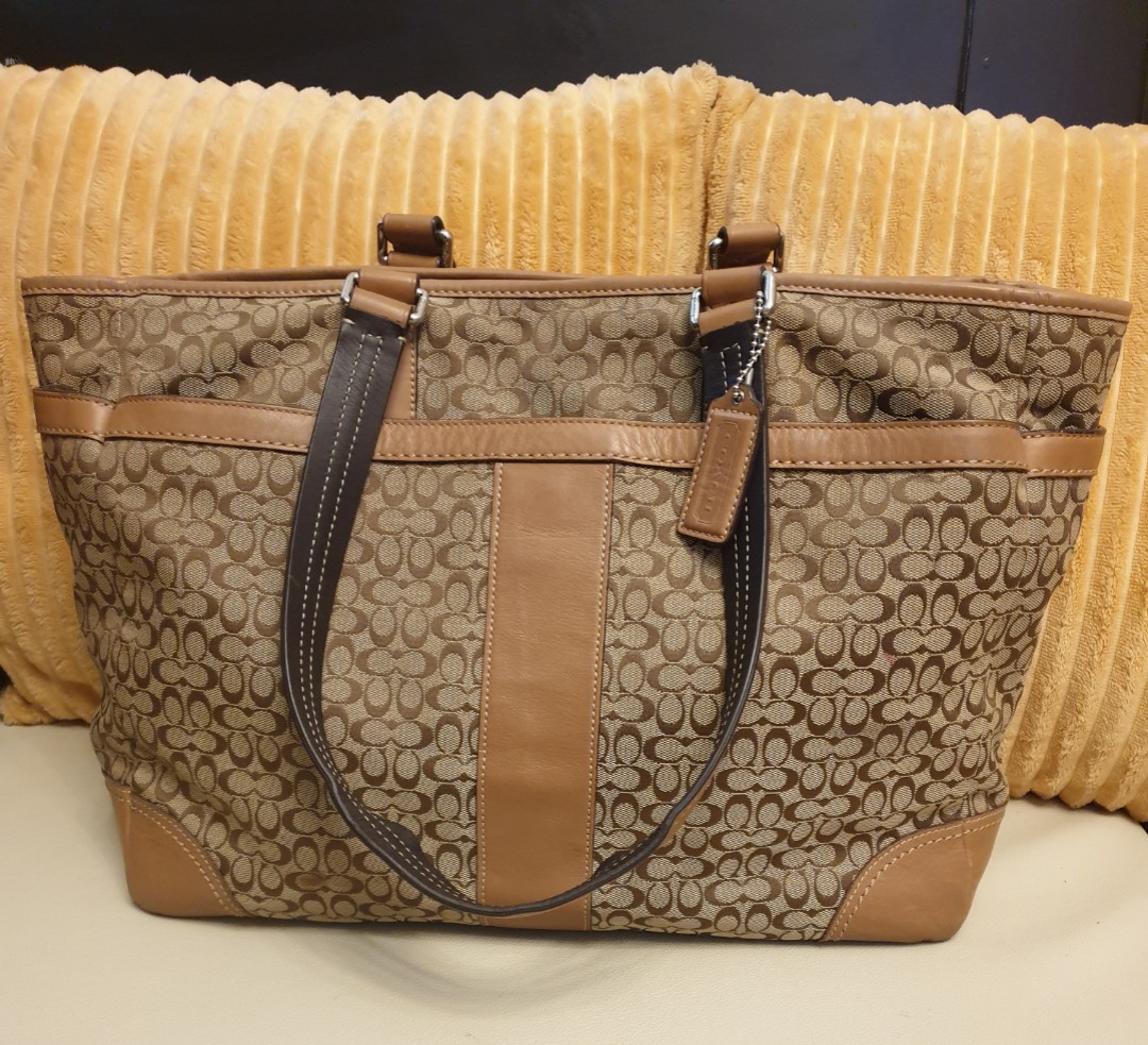 ORIGINAL COACH BROWN JACQUARD DIAPER BAG, Luxury, Bags & Wallets on ...