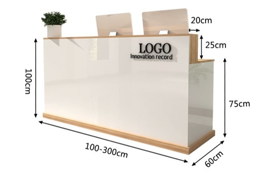 Commercial reception table Counter Cashier Table with Company logo ...