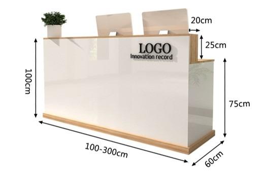 Commercial reception table Counter Cashier Table with Company logo ...