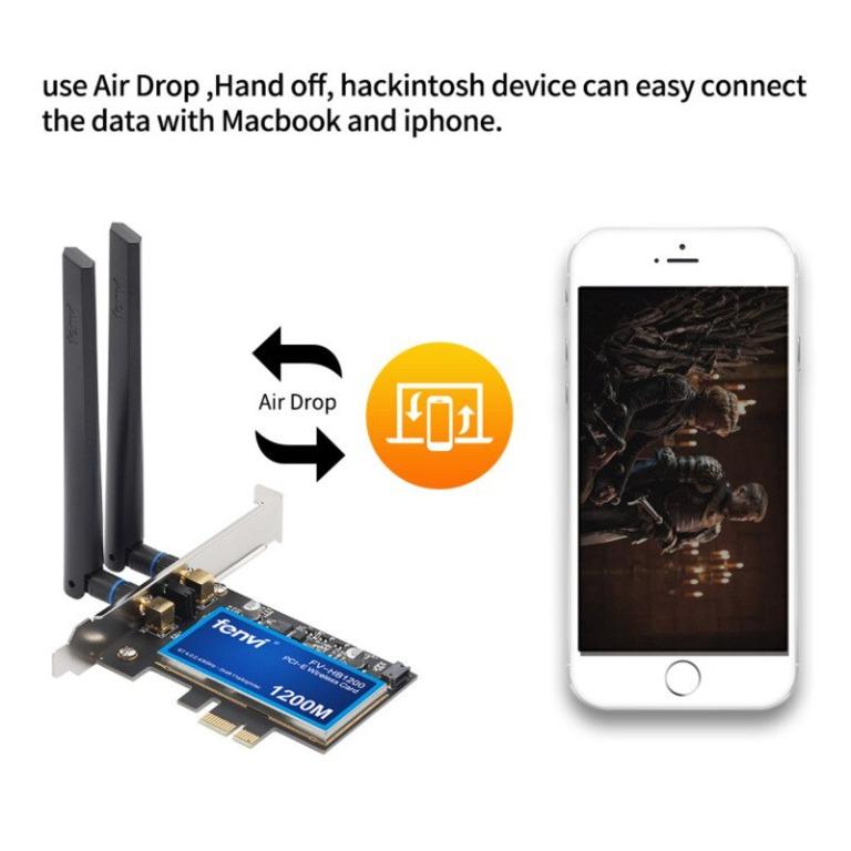 FV-HB1200 Desktop MacOS Hackintosh Dual band 1200Mbps Bluetooth 4.0 PCI-E Wireless Wi-Fi Adapter ...