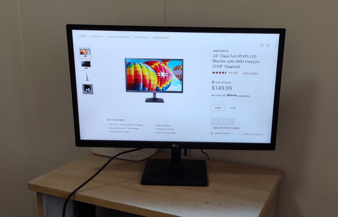 LG 24MK430H 24 inch Full HD IPS LED Monitor with AMD FreeSync ...