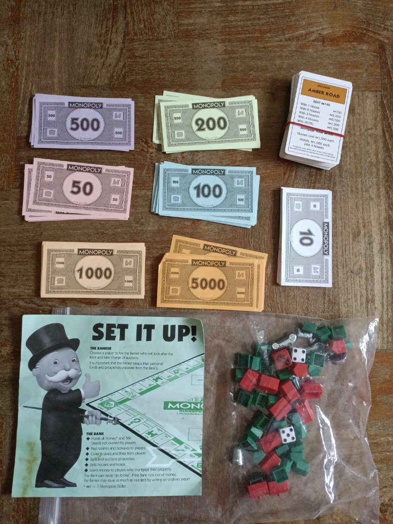 Monopoly Cash/Cards/Pieces/Dice, Hobbies & Toys, Toys & Games on Carousell