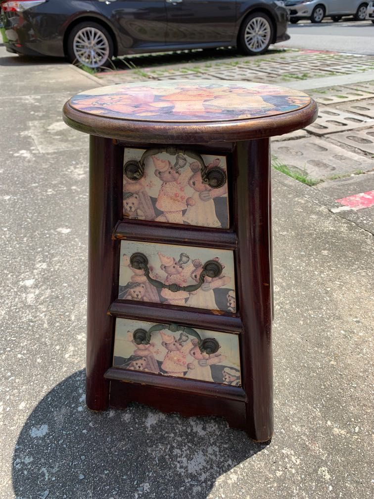 Rustic Bear image Stool / bedside table, Furniture & Home Living ...