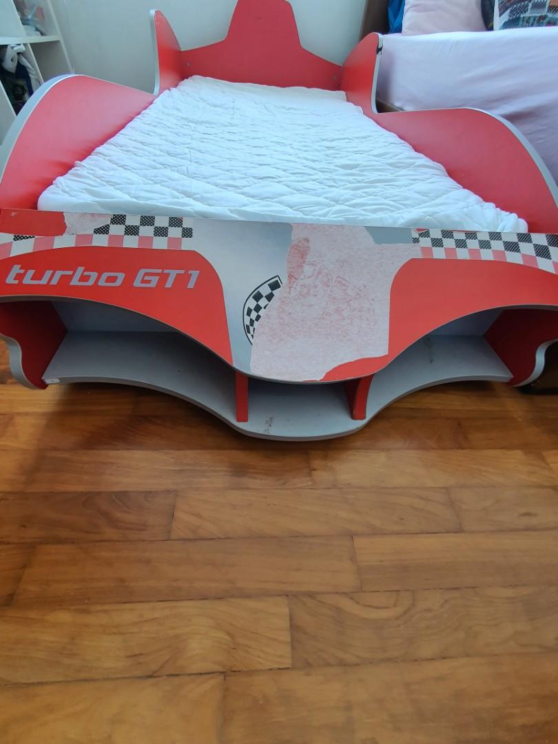 Single solid wood ferrari bed with mattress, Furniture & Home Living ...