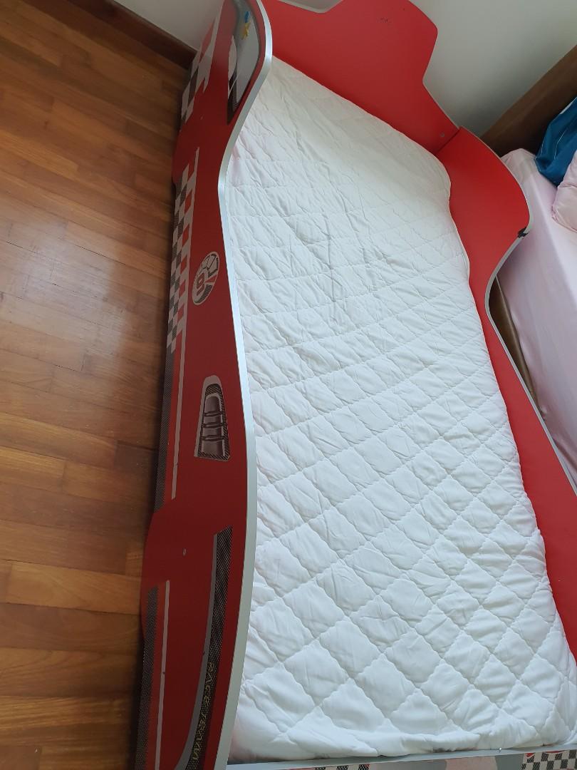 Single solid wood ferrari bed with mattress, Furniture & Home Living ...