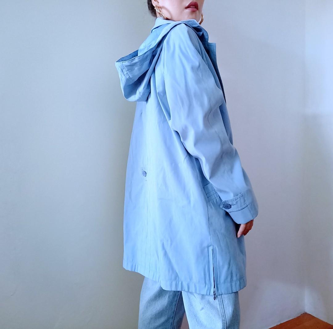 TANJAY LIGHT BLUE LONG JACKET WITH REMOVABLE HOOD, Women's Fashion ...