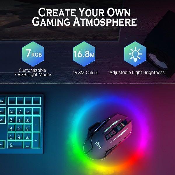 Wireless Gaming Mouse UHURU Rechargeable Gaming Mouse FPS RGB Gaming ...