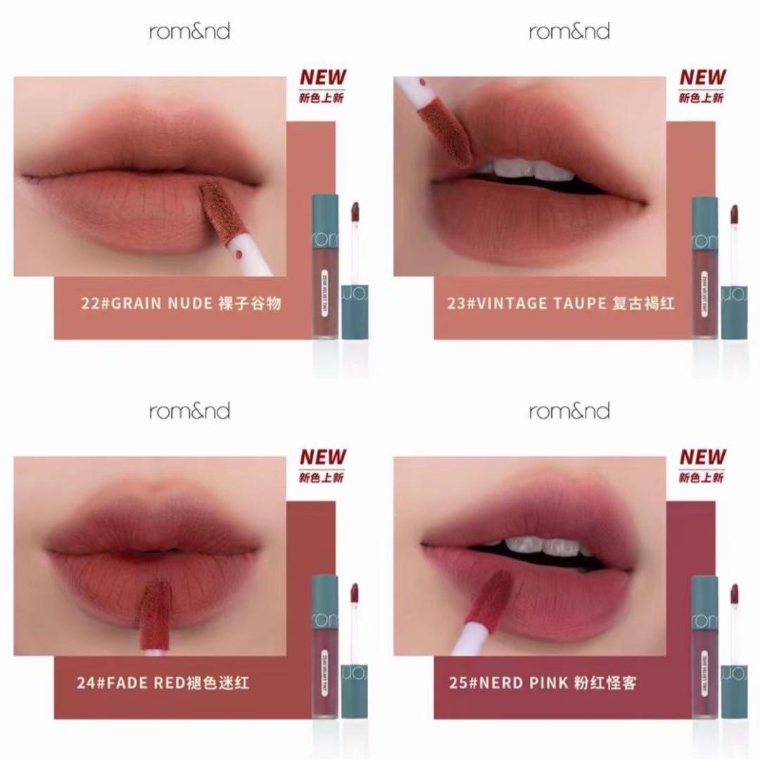 (25色選)Romand zero velvet tint 零感霧面奶油唇釉, 美容＆個人護理, 健康及美容 - 皮膚護理, 化妝品 ...