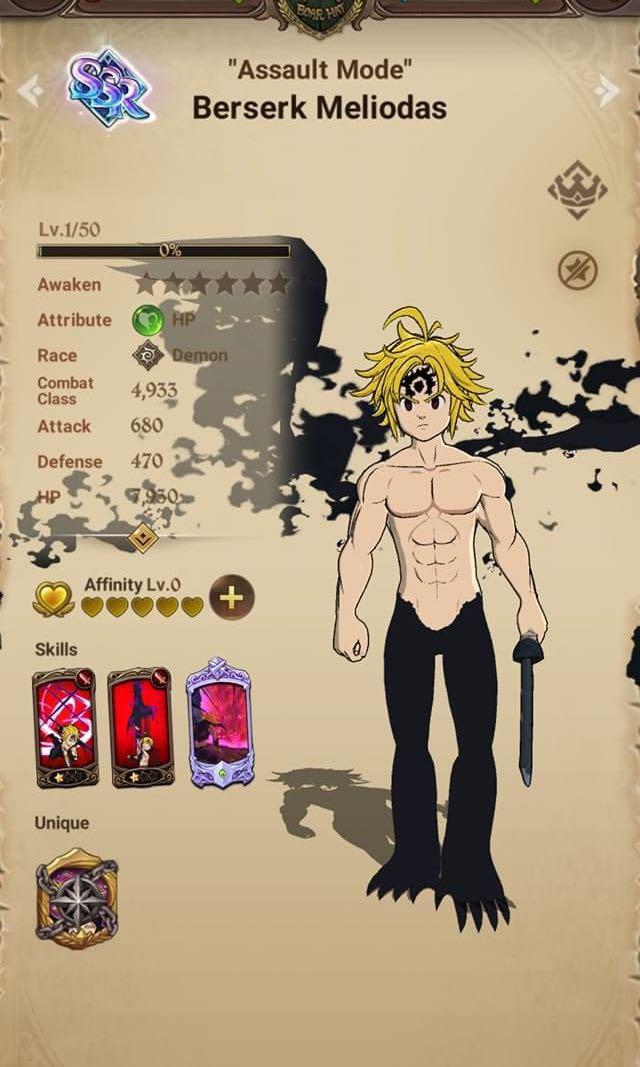 7DS Executioner Zeldris or Berserk Meliodas Account, Video Gaming ...