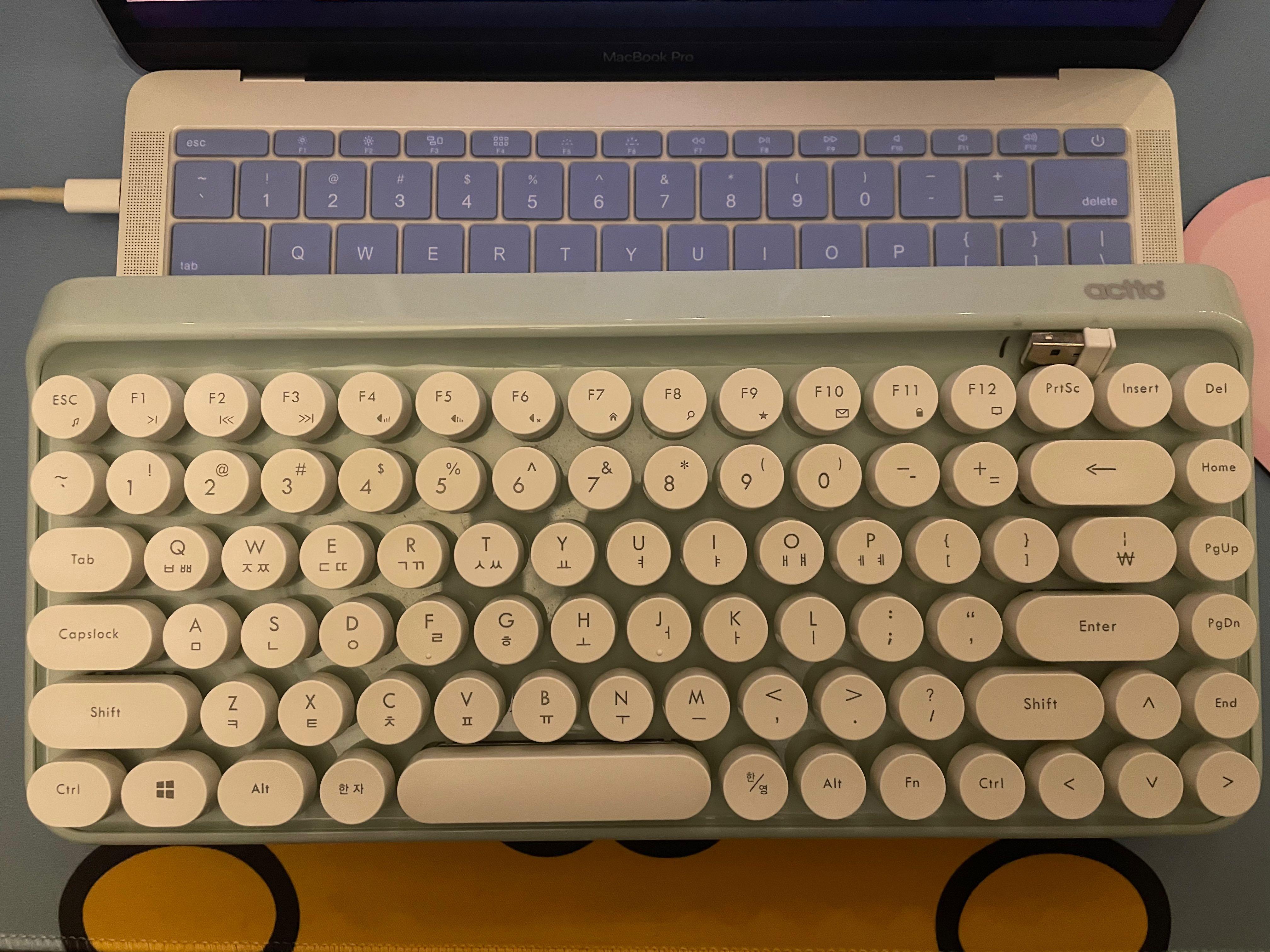 Actto Retro Wireless Keyboard Mint Green, Computers & Tech, Parts & Accessories, Computer ...