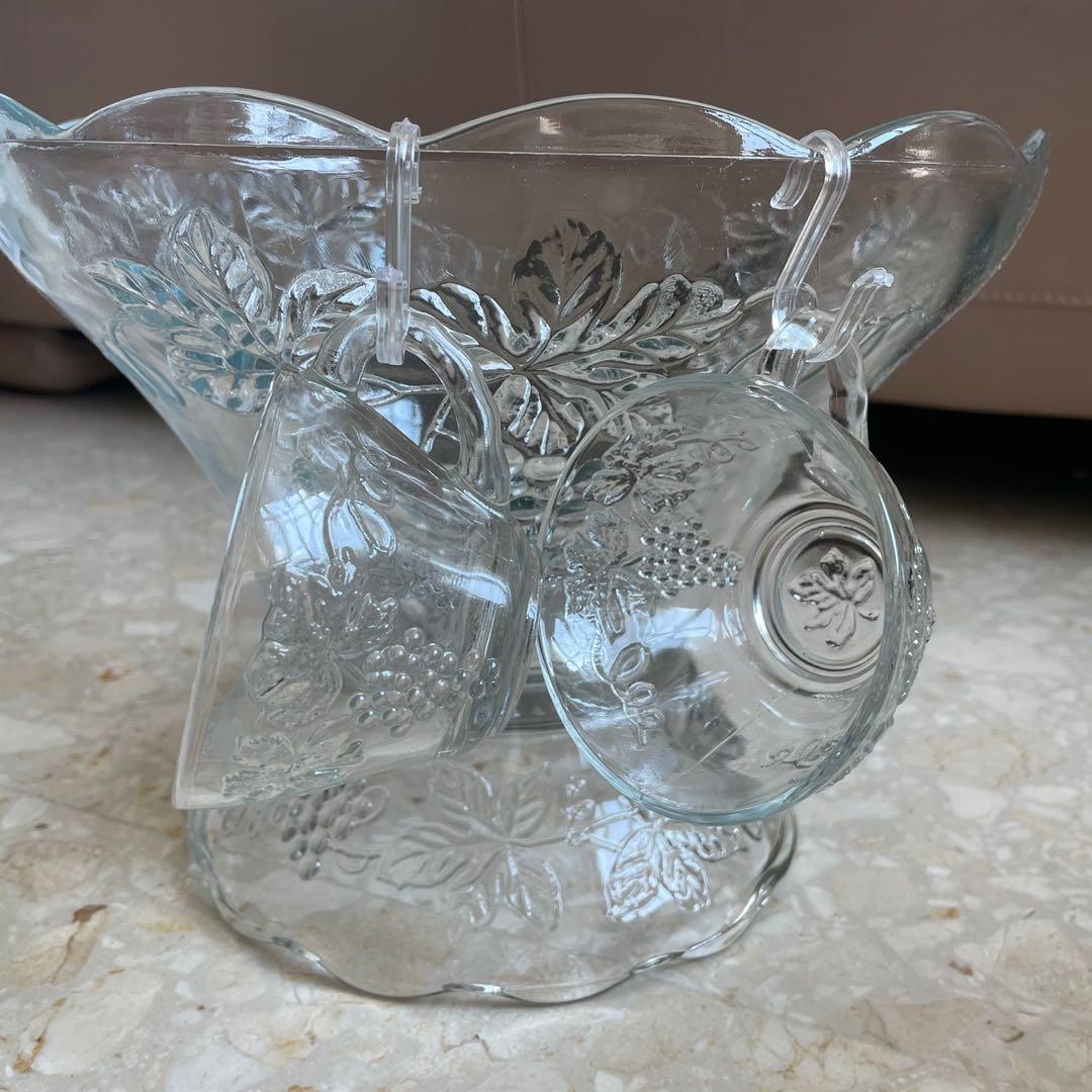 Anchor Hocking Vintage 27 Piece Punch Bowl Set (Made in USA), Furniture ...