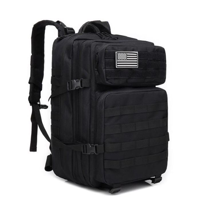 Black Army Backpack with Velcro, Men's Fashion, Bags, Backpacks on ...