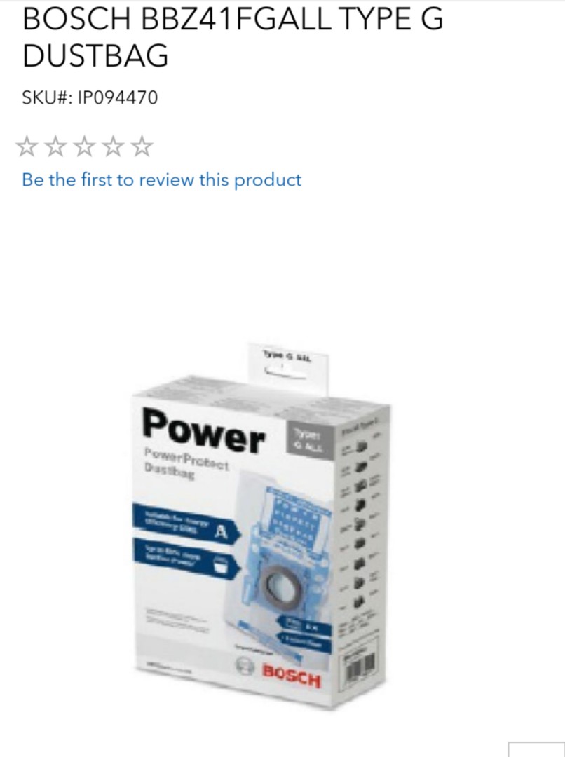 BOSCH TYPE G DUSTBAG, Furniture & Home Living, Home Improvement ...