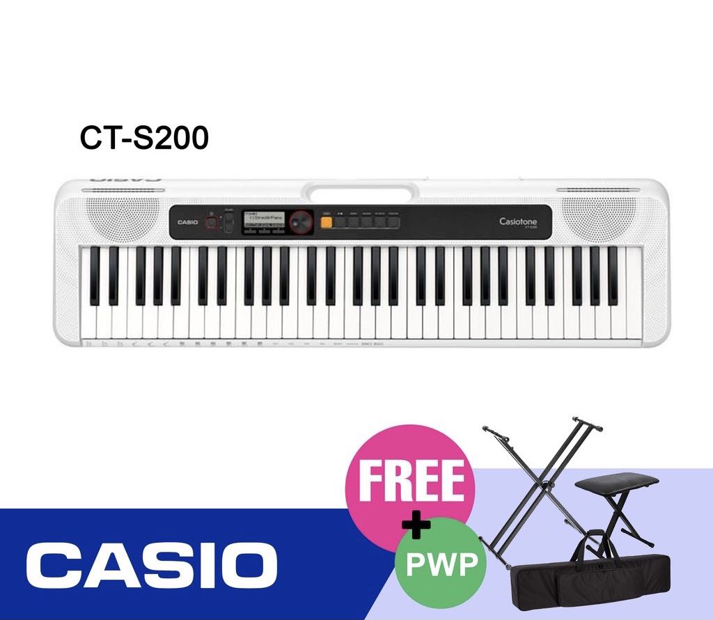 Casio digital keyboard CT-S200 (white) with X stand and X bench ...