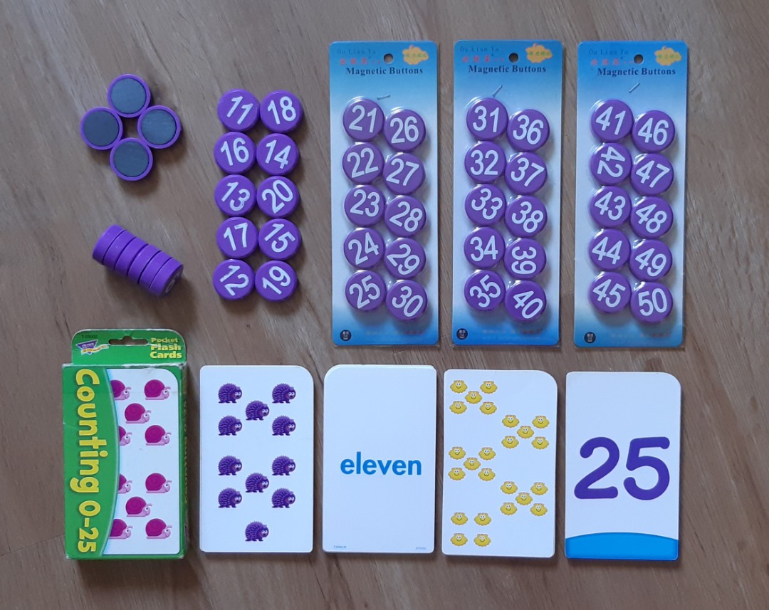 Counting Flash Cards ☆ 52 Flash Cards ☆ Number Magnetic Buttons - 1 to ...