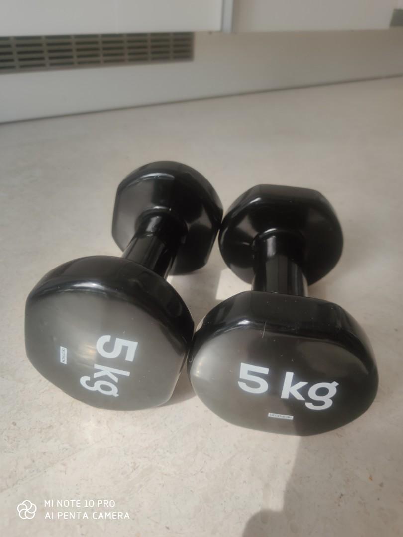 Dumbbell set (5kg each), Sports Equipment, Exercise & Fitness, Toning ...