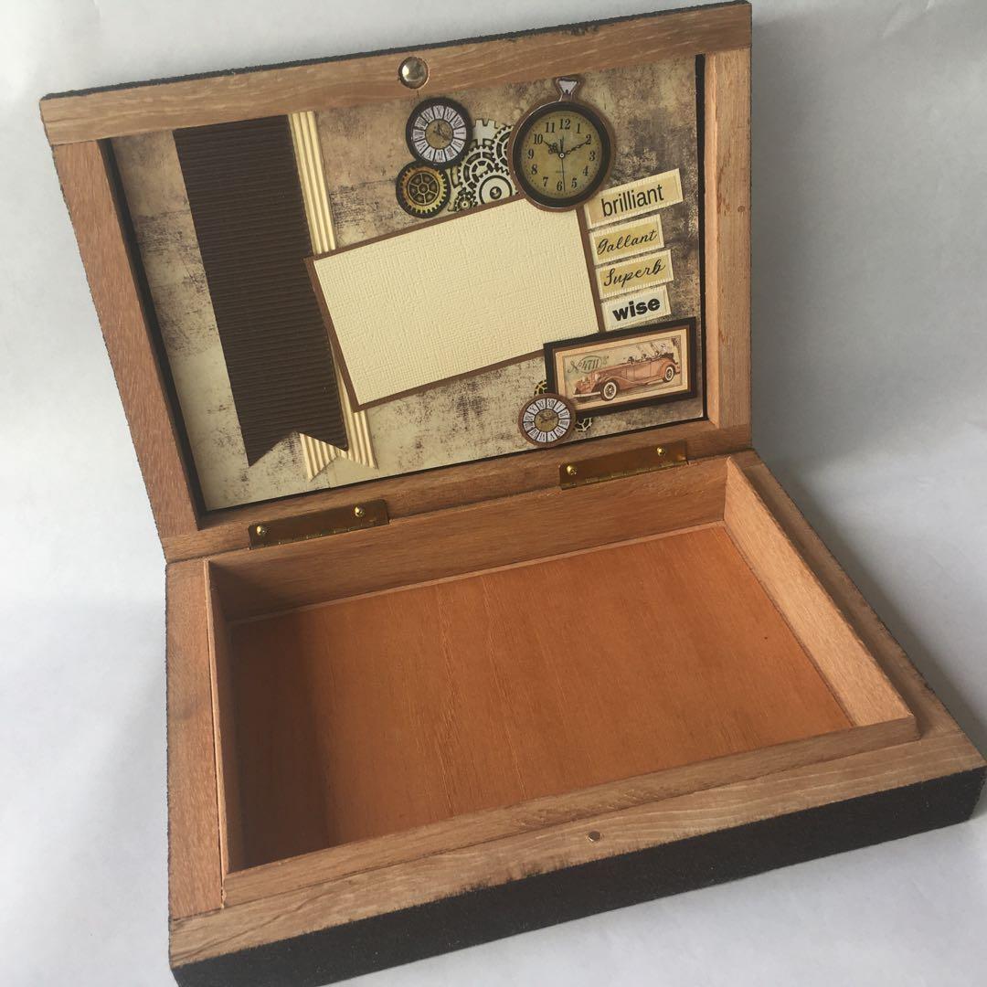 Hand decorated wooden memory box for him boyfriend man male teacher ...