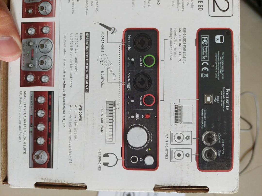 Focusrite 2i2 (gen 2) USB audio interface, Computers & Tech, Parts ...