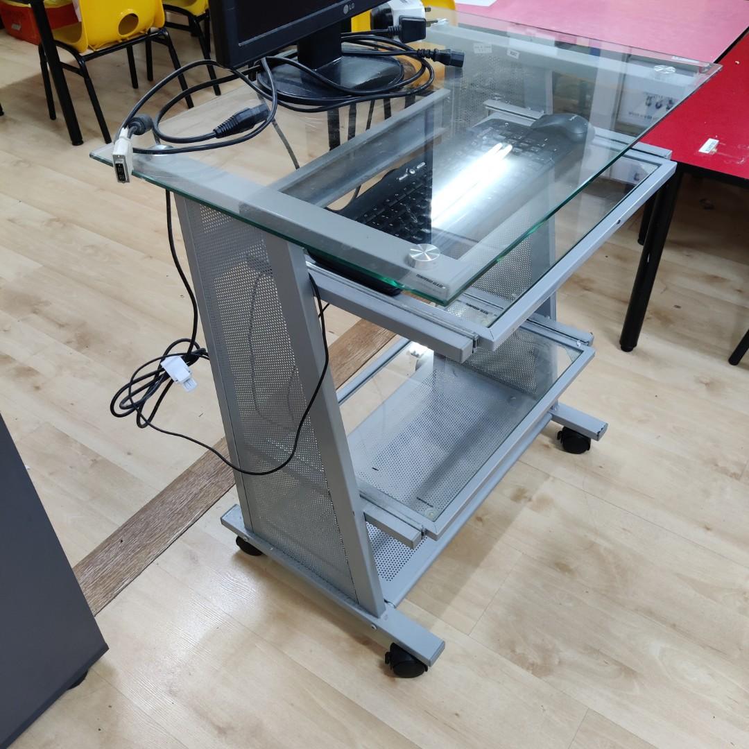 Glass Computer Table, Furniture & Home Living, Furniture, Tables & Sets ...