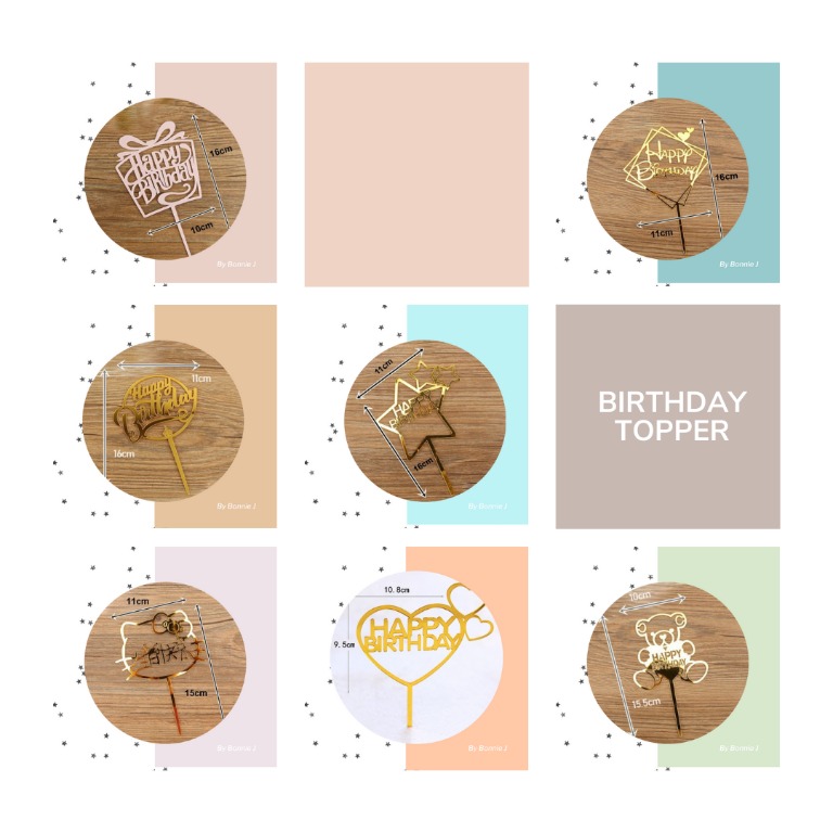 Happy Birthday Topper Cake Topper Acrylic Topper Decoration Topper ...