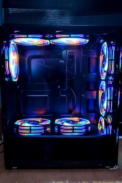 Keytech T850 tempered glass (pc case) w/ 8 pcs fans (g-storm octaring ...