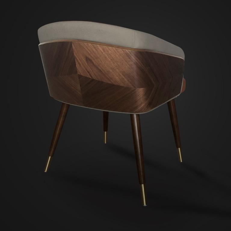 MATTHIAS Designer Series - Luxury Leather Dining Chair with Natural ...