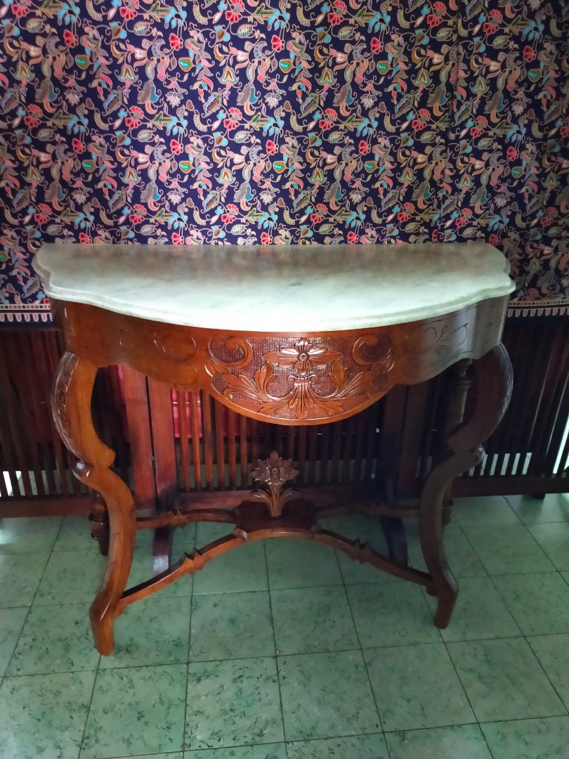 Peranakan Half Moon Side Table (Fully Restored), Furniture & Home ...