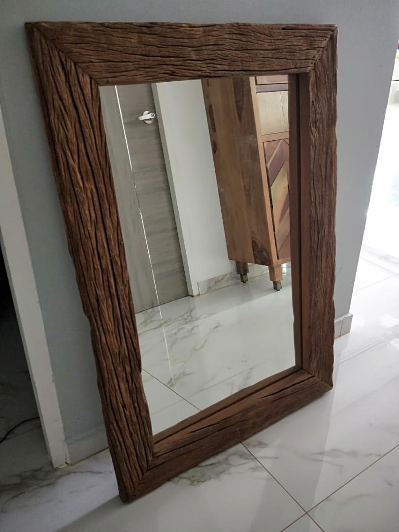 Rustic Railway Sleeper mirror, Furniture & Home Living, Furniture ...
