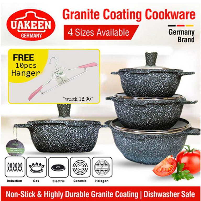 Uakeen Induction Frying pan Soup Cooking Pots Granite Coating 26CM ...