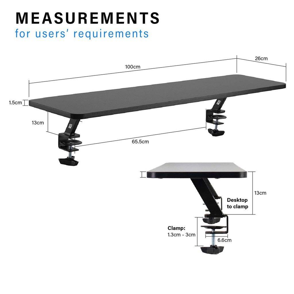 ULTi Clamp-On Monitor Riser & Laptop Stand Shelf for Sit Stand Desk ...