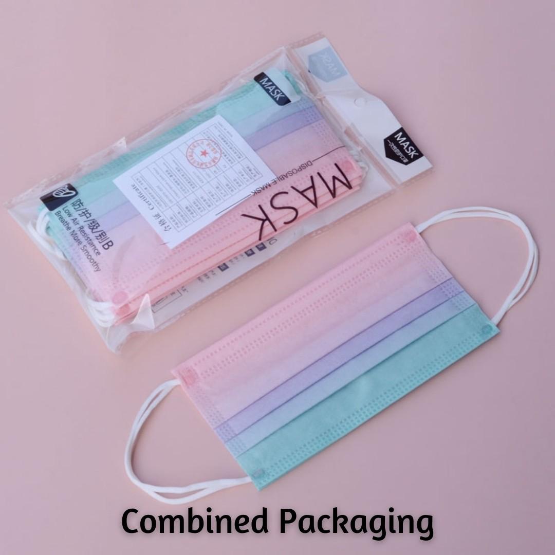 Colourful Ombre 3-Ply Disposable Rainbow Masks, Health & Nutrition ...