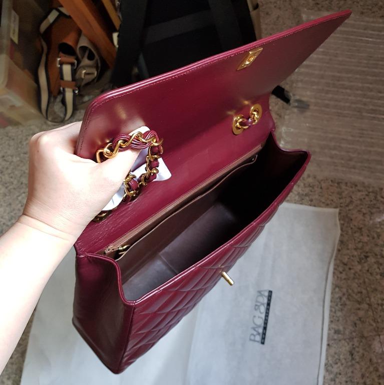 Extremely Rare Entrupy Certified Authentic Vintage CHANEL Maxi Burgundy ...