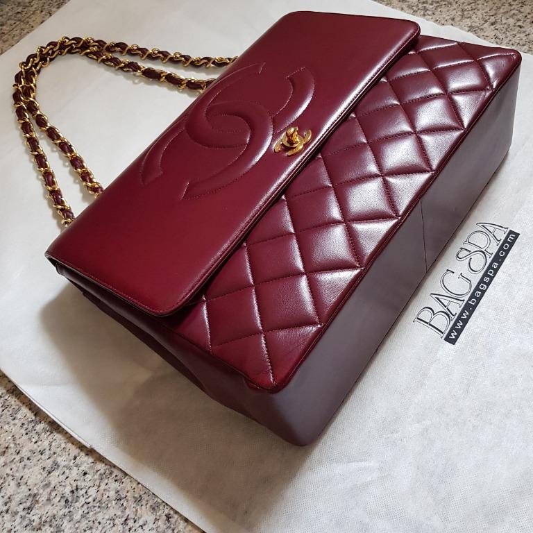 Extremely Rare Entrupy Certified Authentic Vintage CHANEL Maxi Burgundy ...