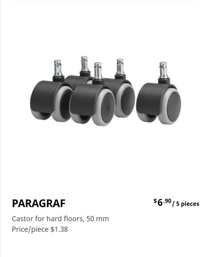 Ikea office chair castor for hard floor, Furniture & Home Living ...