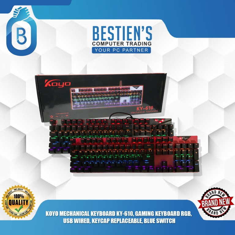 KOYO MECHANICAL KEYBOARD KY-610, GAMING KEYBOARD RGB, USB WIRED ...