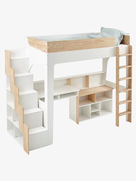Loft bed with table and shelves, Furniture & Home Living, Furniture ...