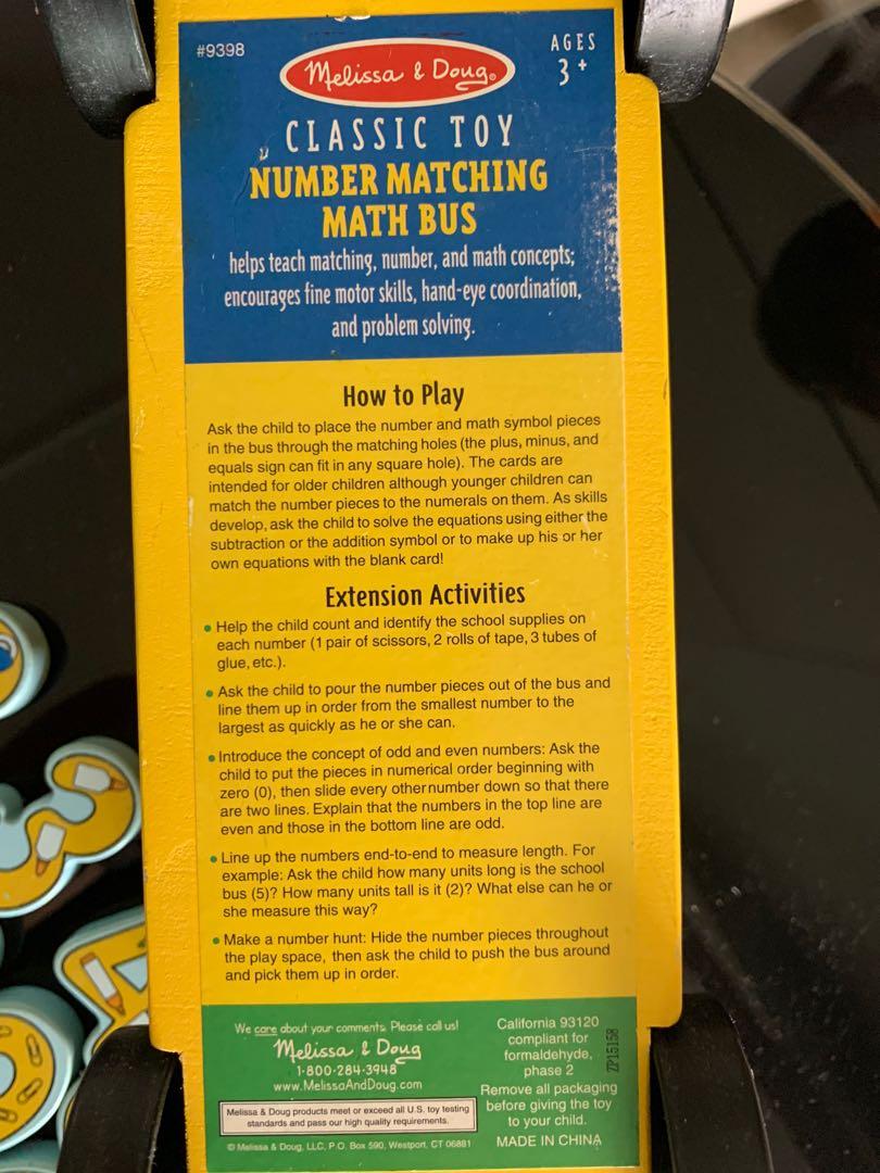 Melissa and Doug number matching math bus, Hobbies & Toys, Toys & Games ...