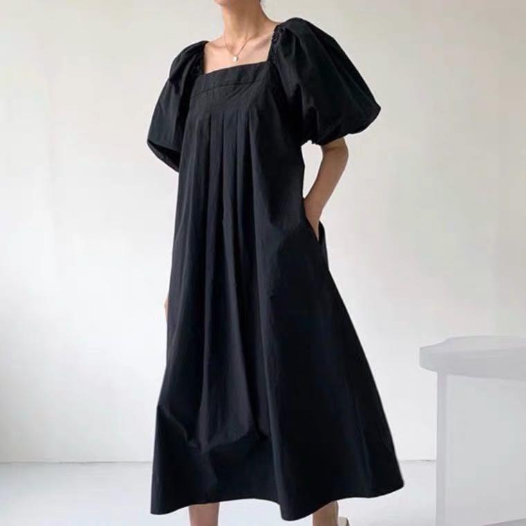 Pouf Sleeve Midi Dress, Women's Fashion, Muslimah Fashion, Dresses on ...